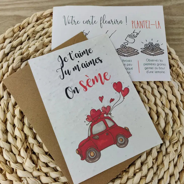 Carte à planter - Je t'aime, tu m'aimes, on s'aime - carte de voeux à ...