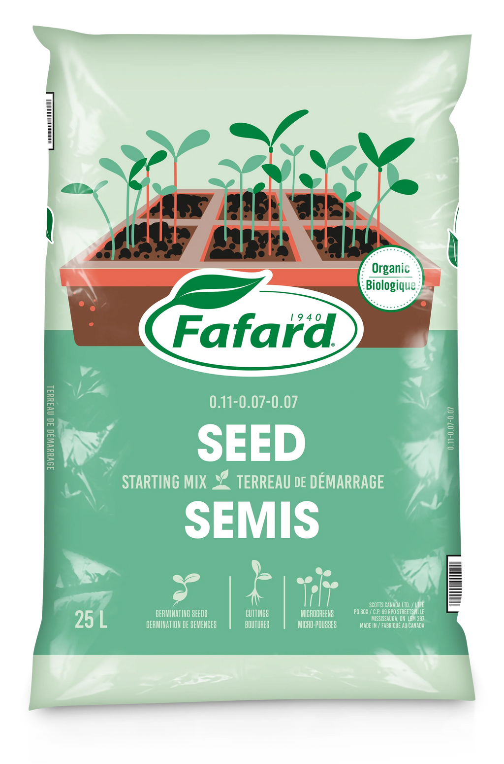 Terreau pour SEMIS ET POUSSES AGROMIX/BIOLOGIQUE - FAFARD – FleurExcel Inc.